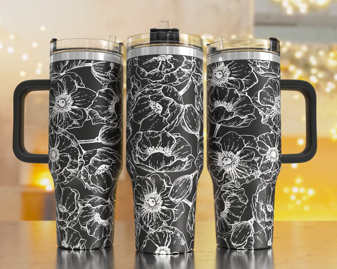 Floral 40oz Quencher Laser Tumbler Wrap/ PNG Tumbler Design Sublimation ...
