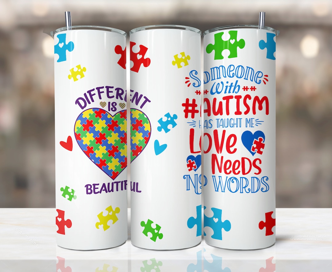 Autism Awareness Tumbler Template, Png Sublimation 20oz Skinny Tumbler ...