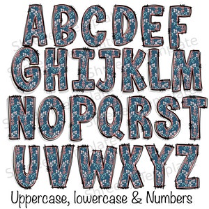 4 Set of Spring Floral Doodle Letters Alphabet PNG | Hand Drawn Upper ...