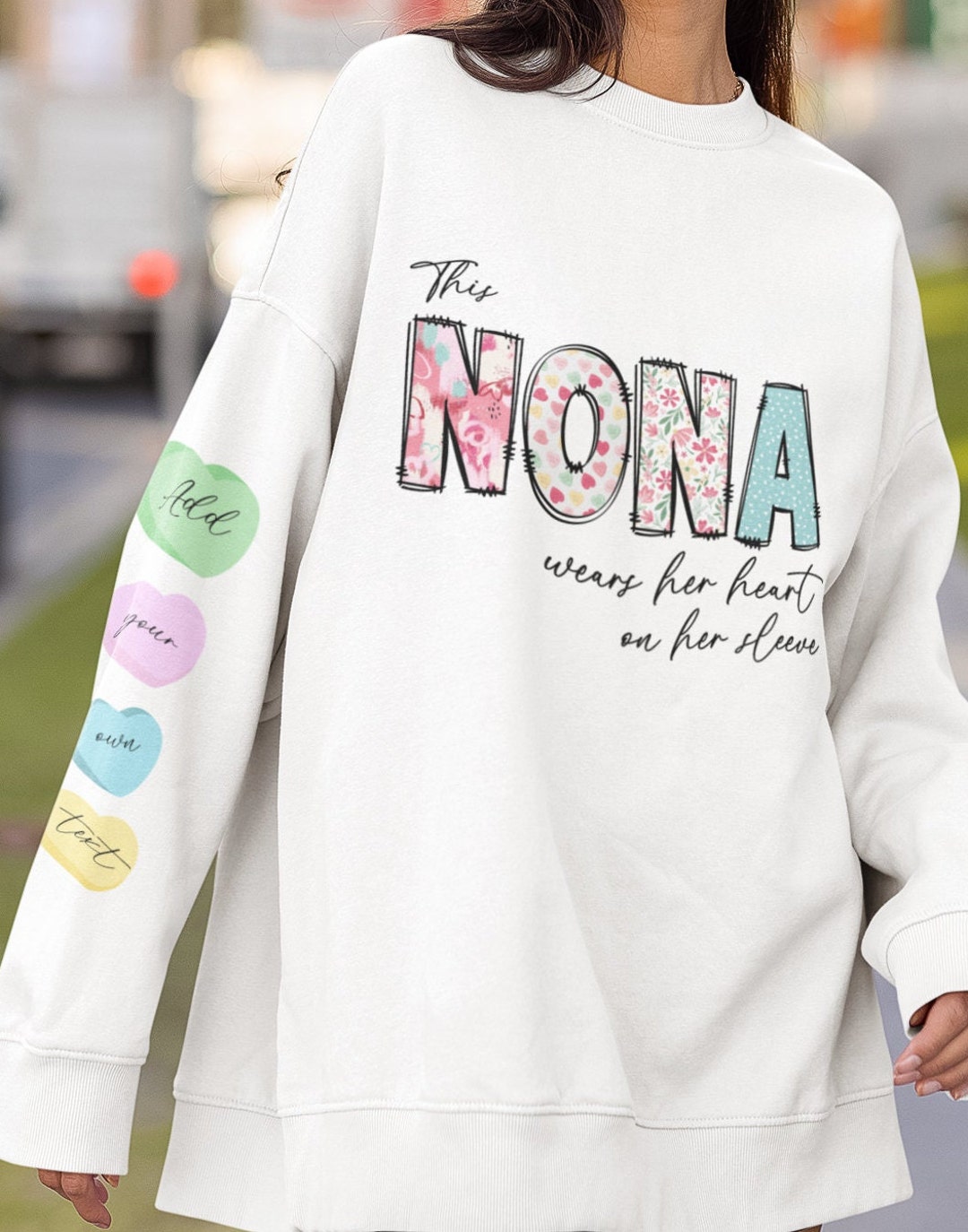 This NONA Wears Her Heart on Her Sleeve, Valentines Png, Add Your Own ...