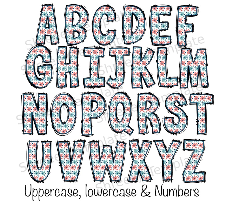 4 Set of Spring Floral Doodle Letters Alphabet PNG Hand - Etsy