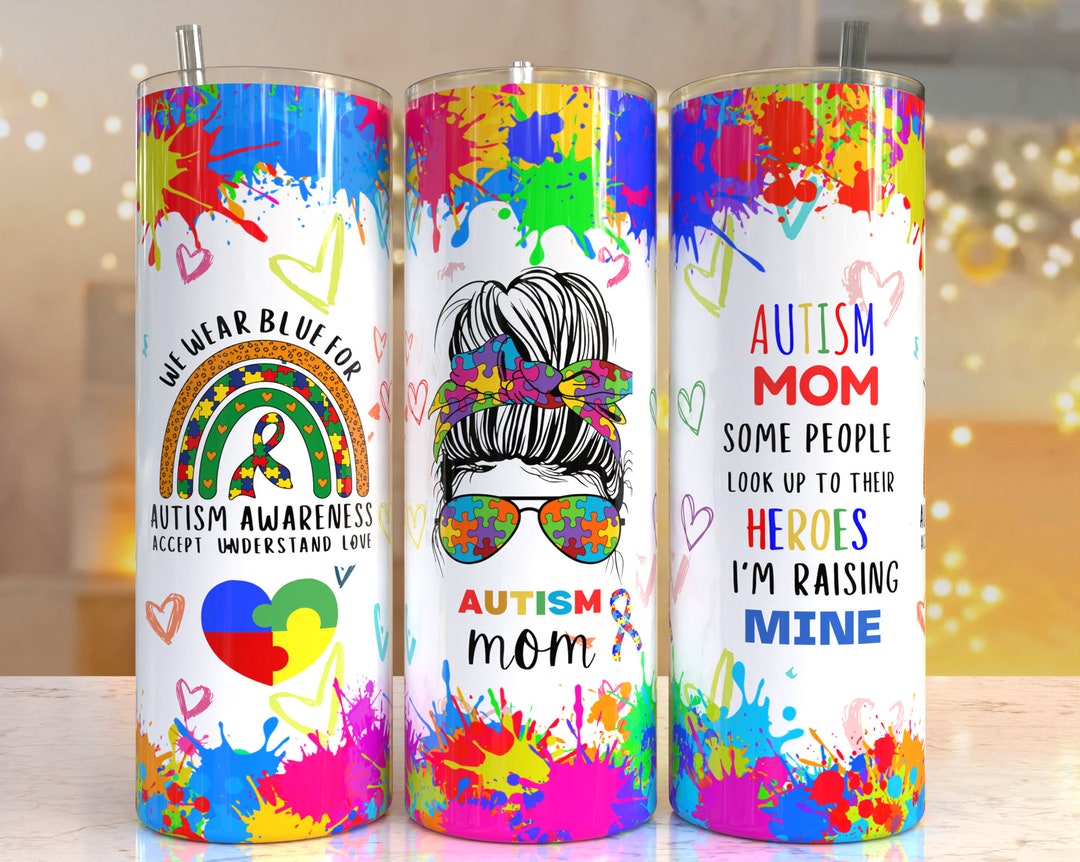 Autism Tumbler Template, Png Sublimation 20oz Skinny Tumbler Tapered ...