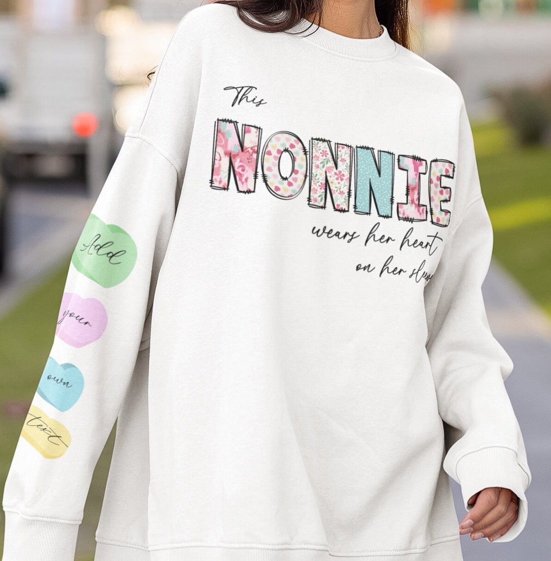 This NONNIE Wears Her Heart on Her Sleeve, Valentines Png, Add Your Own ...