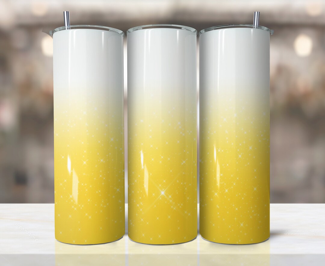 Sparkling Yellow Glitter Ombre Tumbler Wrap,yellow Sublimation Design ...
