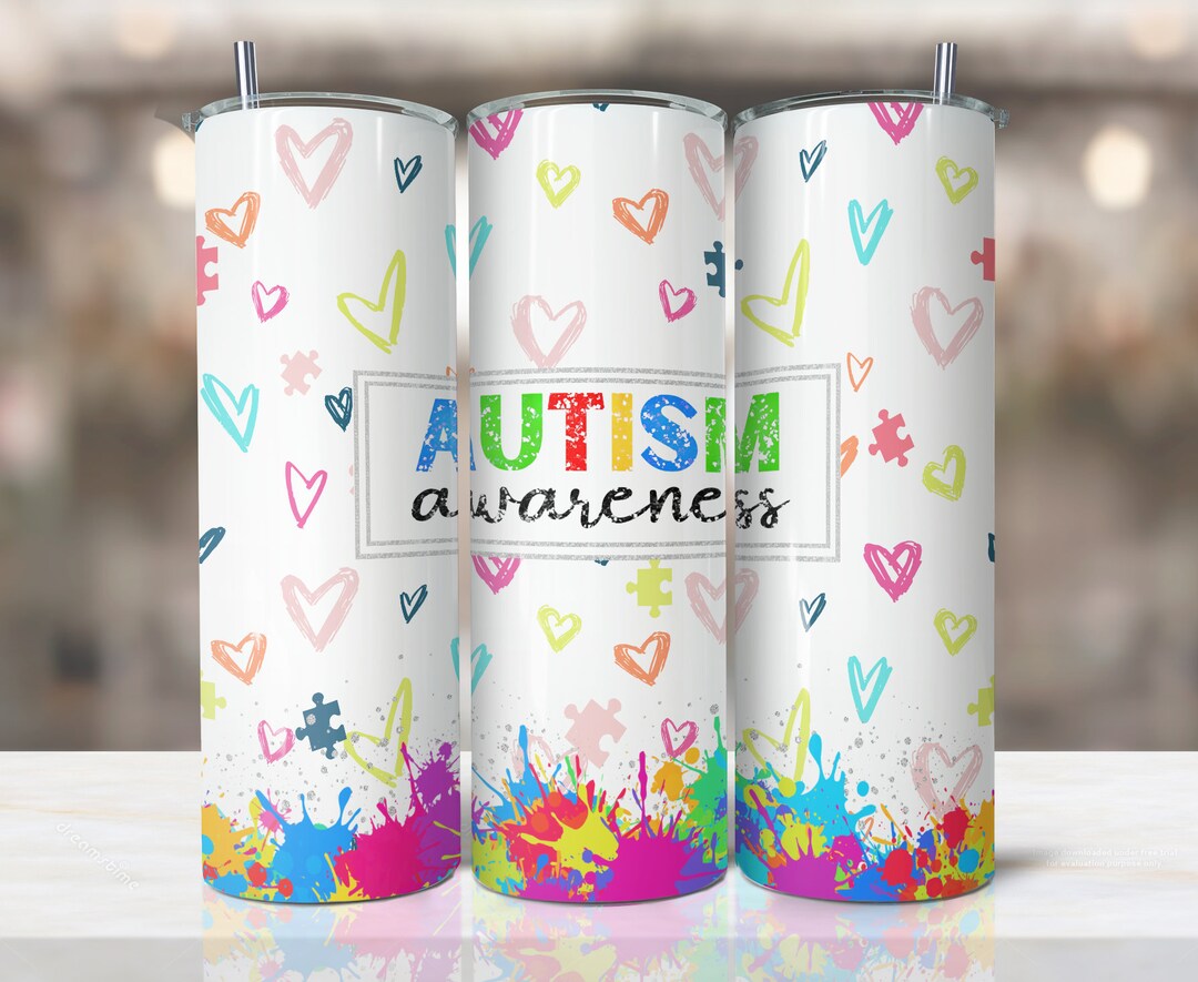 Autism Awareness Tumbler Template, Png Sublimation 20oz Skinny Tumbler ...