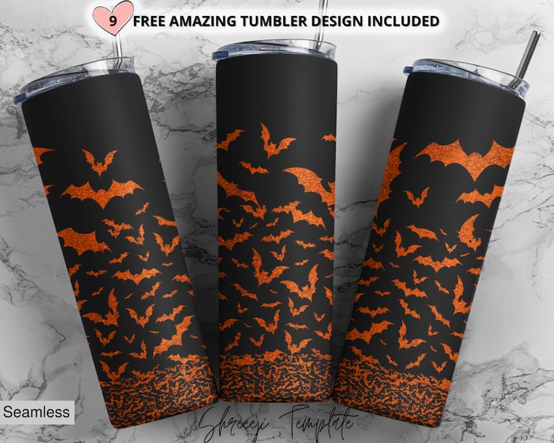 Halloween Bat Tumbler Design Sublimation Designs Downloads - Etsy