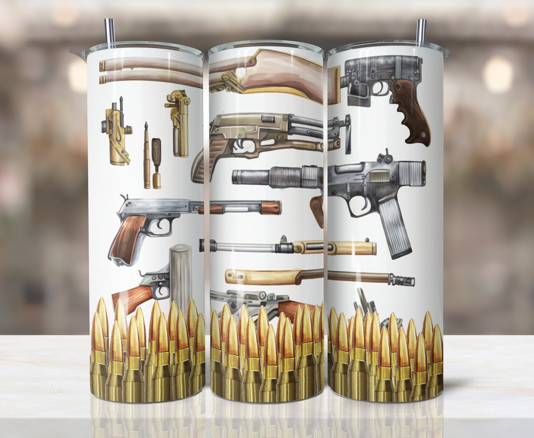 Western Firearm, Gun, Bullet Tumbler, Country Music Skinny Tumbler,20 ...