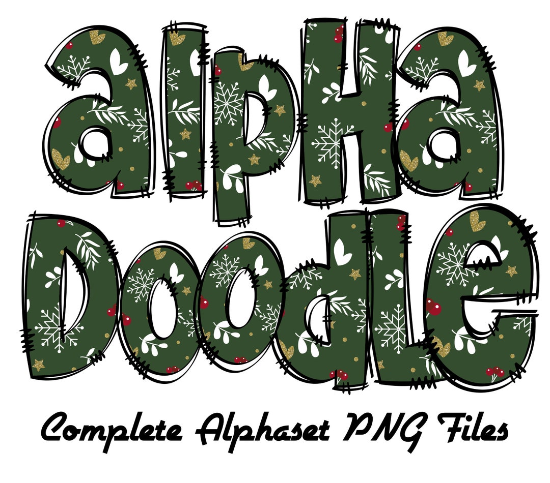 Christmas Alphabet Letters PNG Bundle,hoho Doodle Letters, Hand Drawn ...