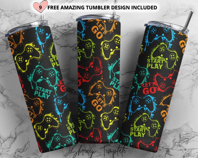 Gamer Tumbler Sublimation Designs Download PNG, Game Tumbler Wrap ...