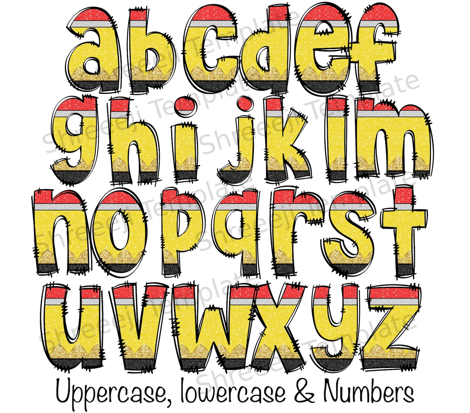 Pencil Doodle Letters Alphabet PNG Hand Drawn Upper and - Etsy