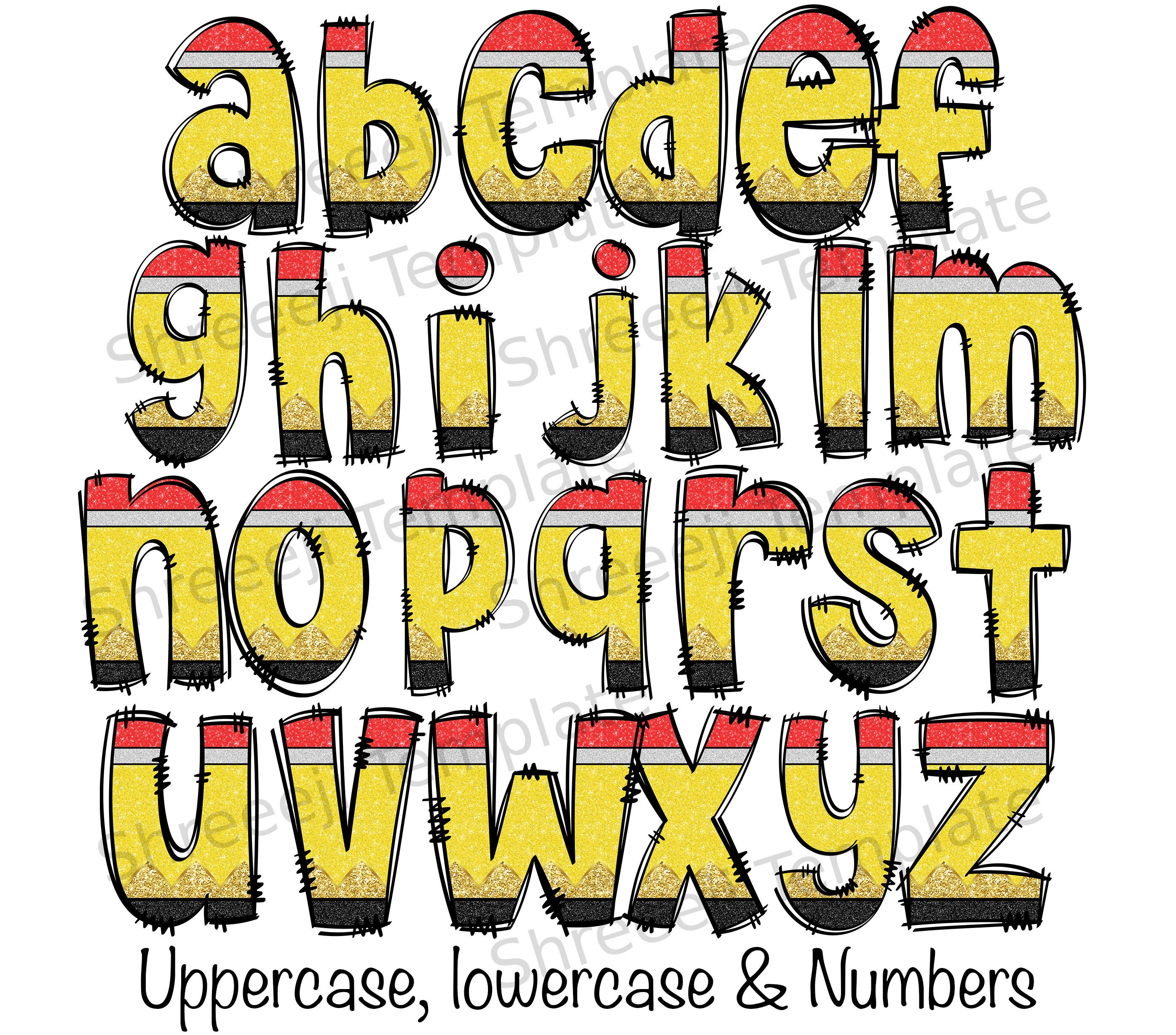 Pencil Doodle Letters Alphabet PNG | Hand Drawn Upper and Lower Case ...