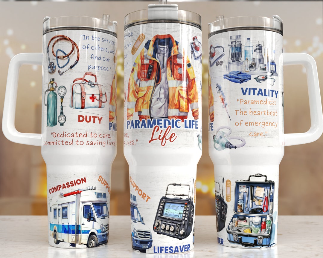 Paramedic Life 40oz Quencher Tumbler Wrap/ PNG Tumbler Design ...