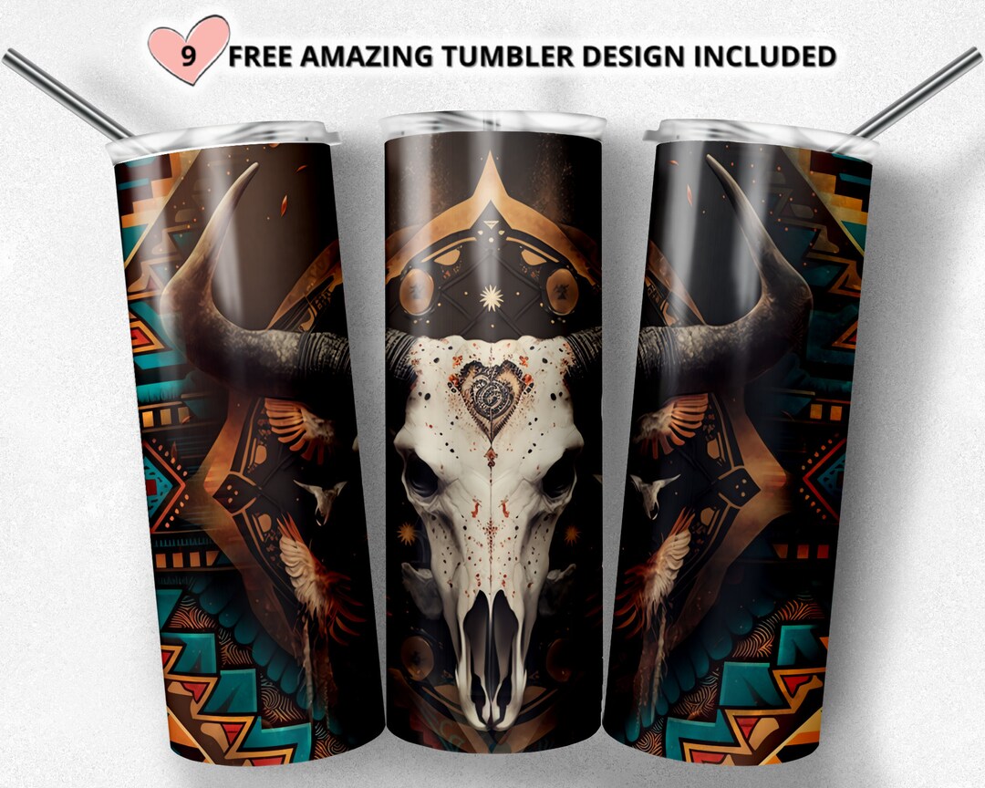 Cowhide Aztec Tumbler Designs, Seamless AZTEC 20oz Skinny Tumbler Wrap ...