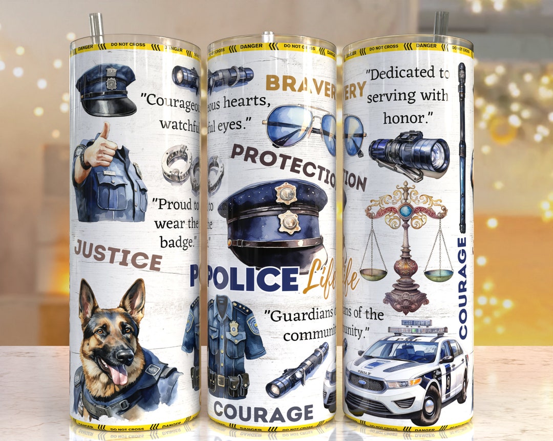 Police Life 20oz Skinny Tumbler Sublimation Designs, Police PNG File ...