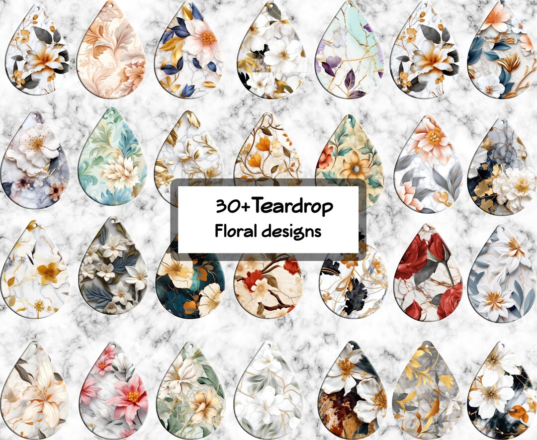 30 PNG Floral Tear Drop Sublimation Design, Tear Drop Designs, Tear ...