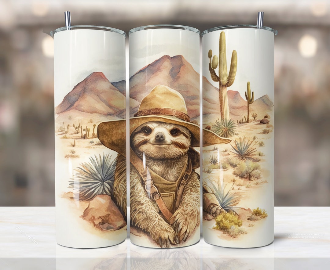 Sloth Wearing Sombrero 20 Oz Skinny Tumbler Sublimation Design Digital ...
