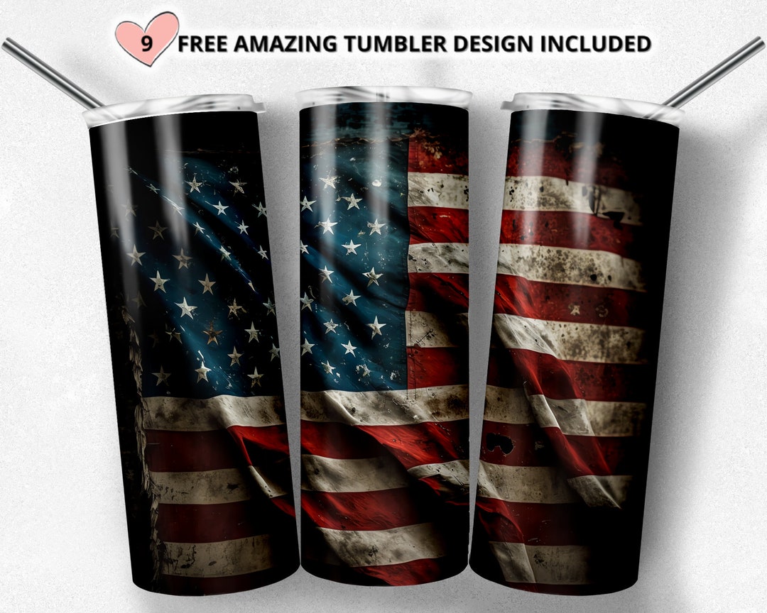 USA Flag Sublimation Tumbler american Flag USA Sublimation Designs ...