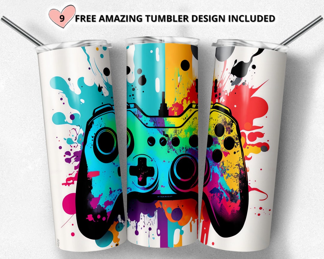 Colorful Gamer Tumbler Sublimation Designs Download PNG, Game Tumbler ...