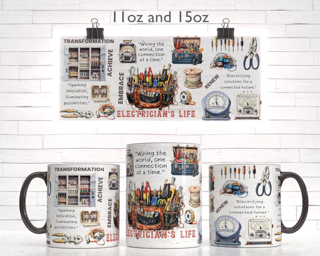 Electrician Life Mug Sublimation Template - Sublimation Designs -11oz ...