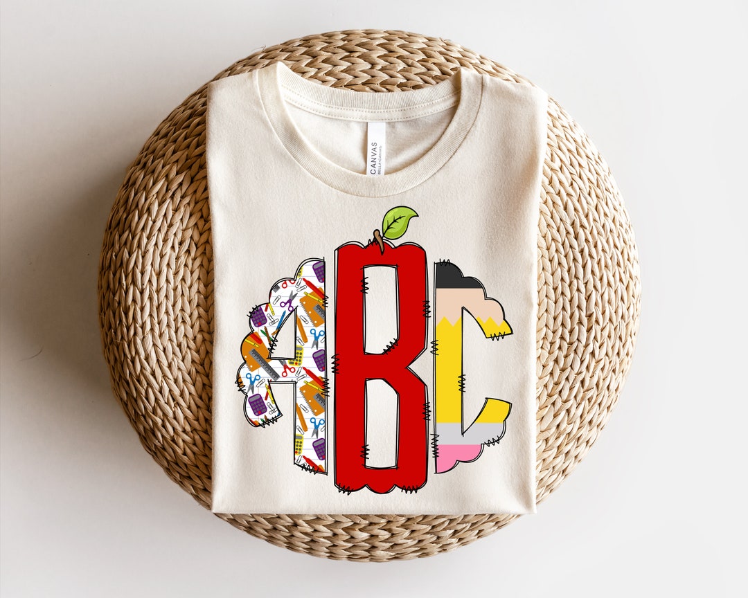 3 Set Teacher Apple Full Alphabet Individually Saved, Circle Monogram ...