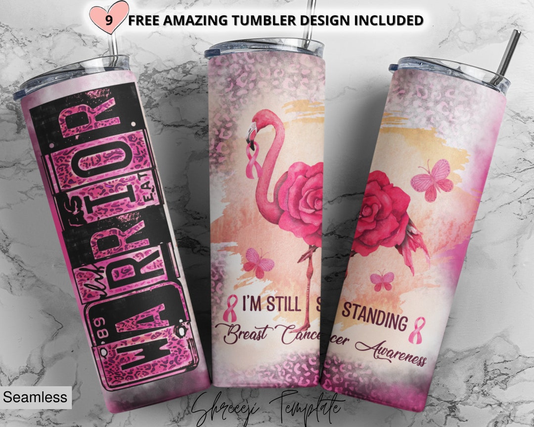 Cancer Flamingo 20oz Skinny Tumbler Sublimation Designs Breast Cancer ...