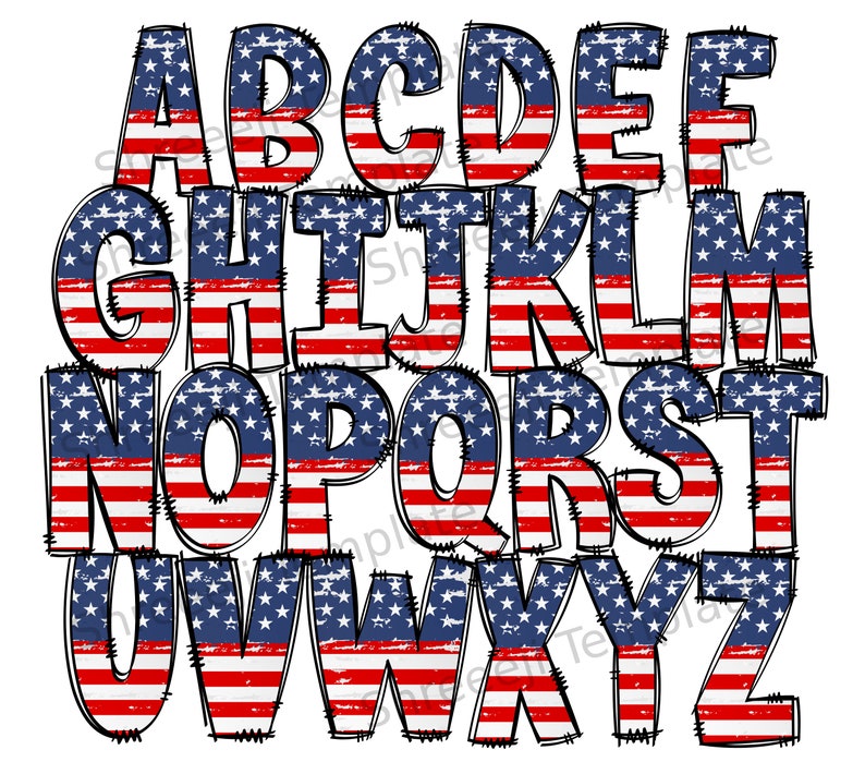 USA Alphabet Letters PNG Bundle Patriotic American Flag - Etsy