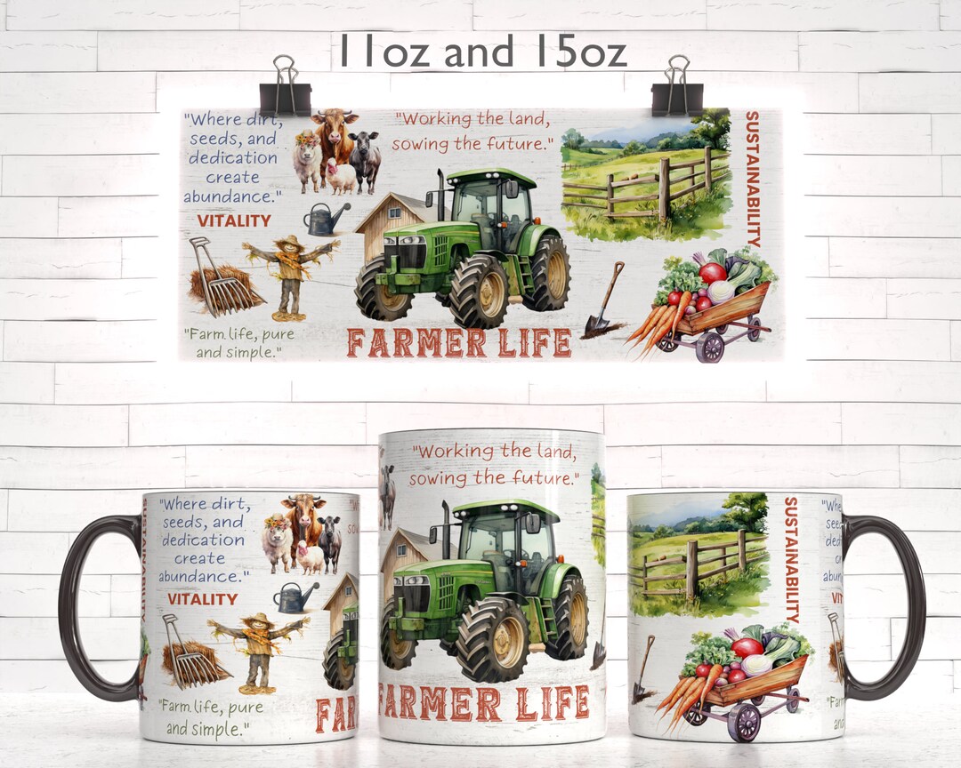 Farmer Life Mug Sublimation Template - Sublimation Designs -11oz Mug ...