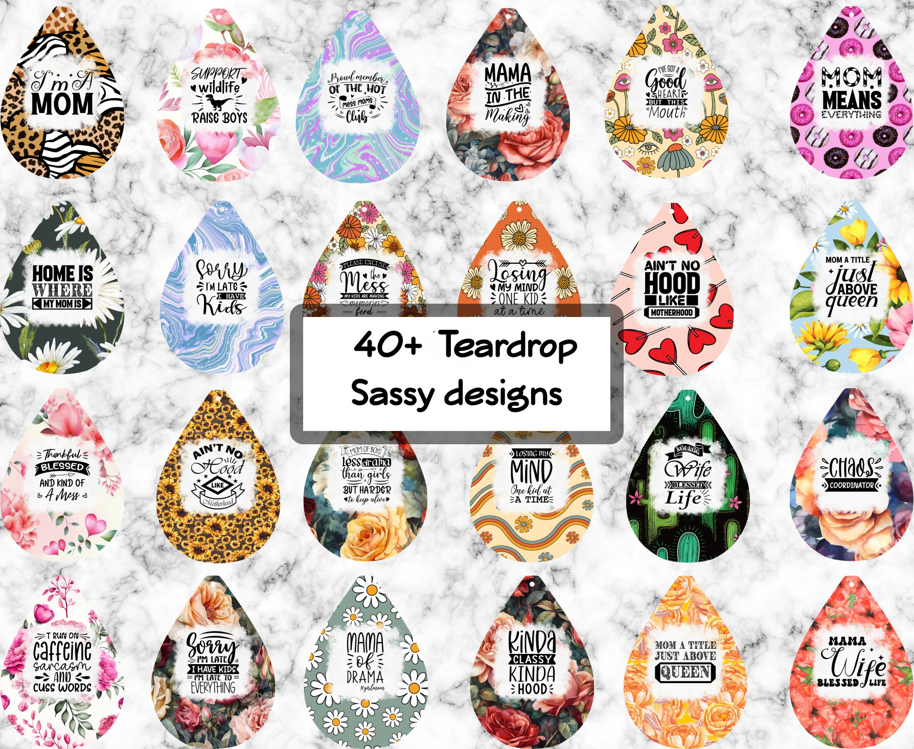 40 PNG Sassy Quotes Tear Drop Sublimation Design, Tear Drop Designs ...