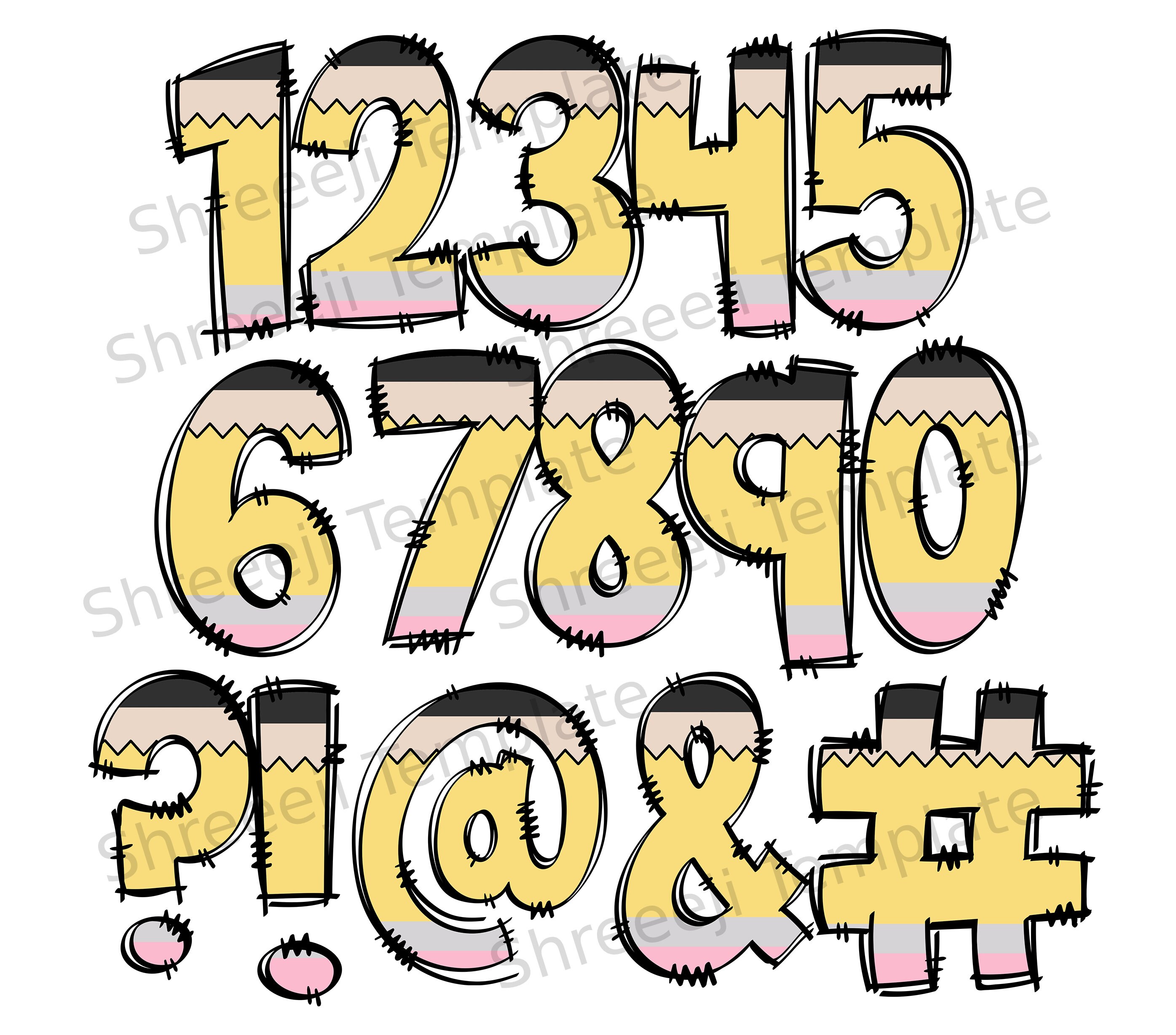 Pencil Doodle Letters Alphabet PNG Hand Drawn Upper and - Etsy