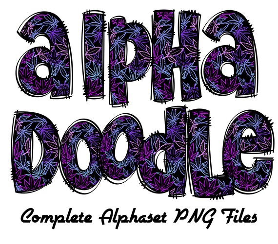 Weed Alphabet Letters PNG Bundle Floral Doodle Letters Hand - Etsy