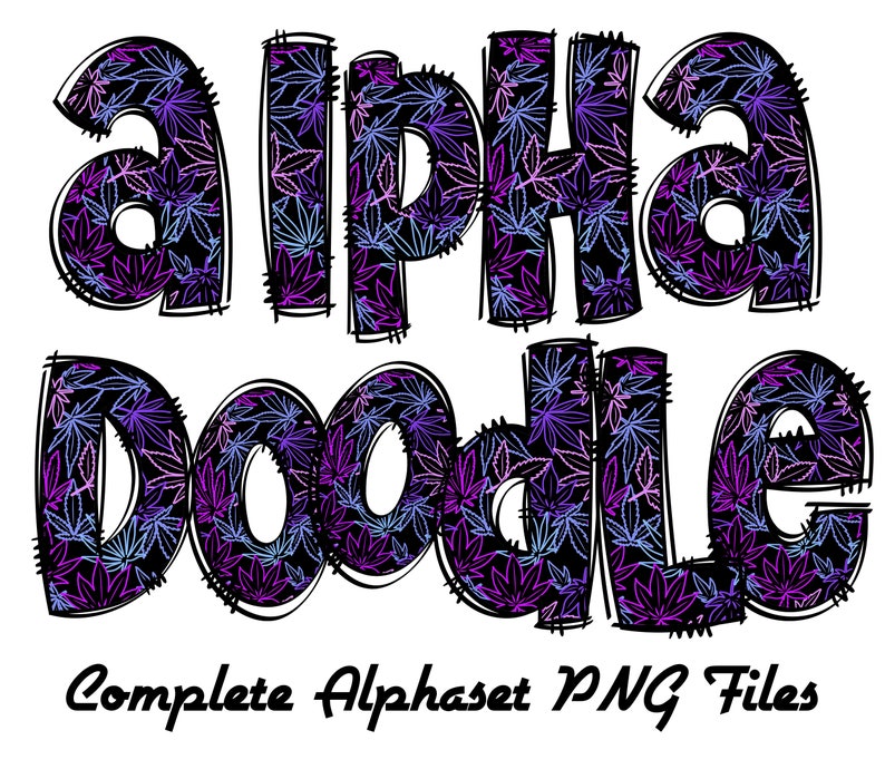 Weed Alphabet Letters PNG Bundle Floral Doodle Letters Hand - Etsy
