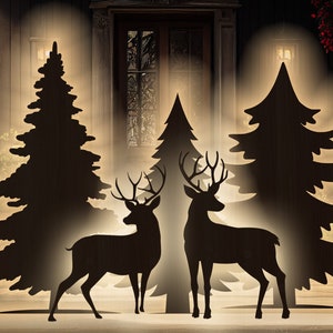 3 Different Christmas Tree + 2 Reindeer Template, Printable Stencil Pdf ...
