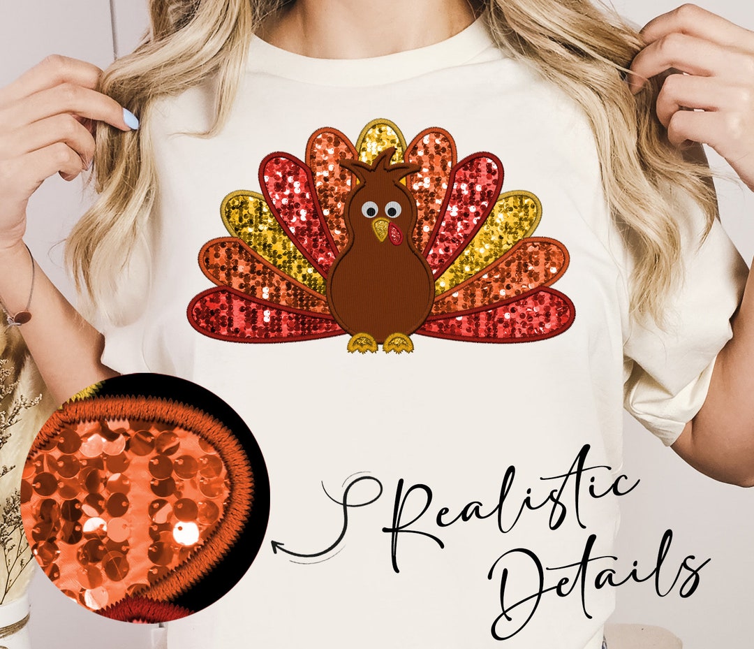 Turkey Thanksgiving - Faux Embroidery Sequins Alpha Set - Alphabet ...