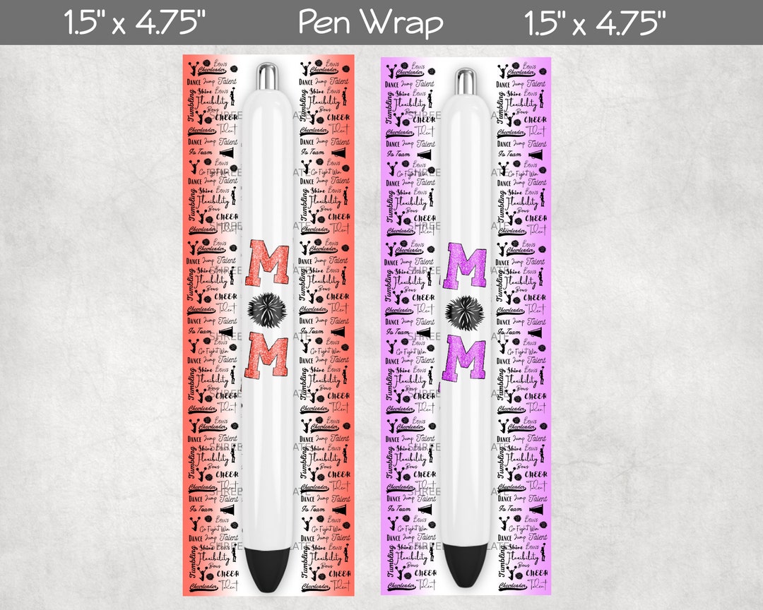 2 Cheer Mom Pen Wraps, Waterslide Pen Wrap, Pen Wrap Png, Sports Pen ...