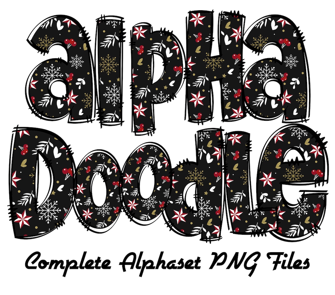 Christmas Alphabet Letters PNG Bundle,hoho Doodle Letters, Hand Drawn ...