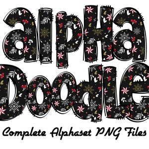 Christmas Alphabet Letters PNG Bundle,hoho Doodle Letters, Hand Drawn ...