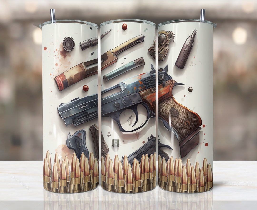 Western Firearm, Gun, Bullet Tumbler, Country Music Skinny Tumbler,20 ...