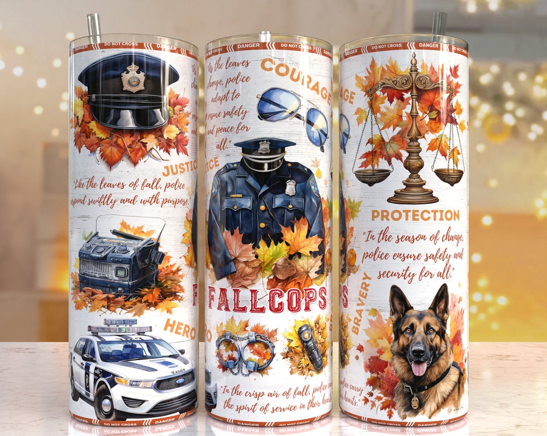 Fall Police/cops 20oz Skinny Tumbler Sublimation Designs, Police PNG ...