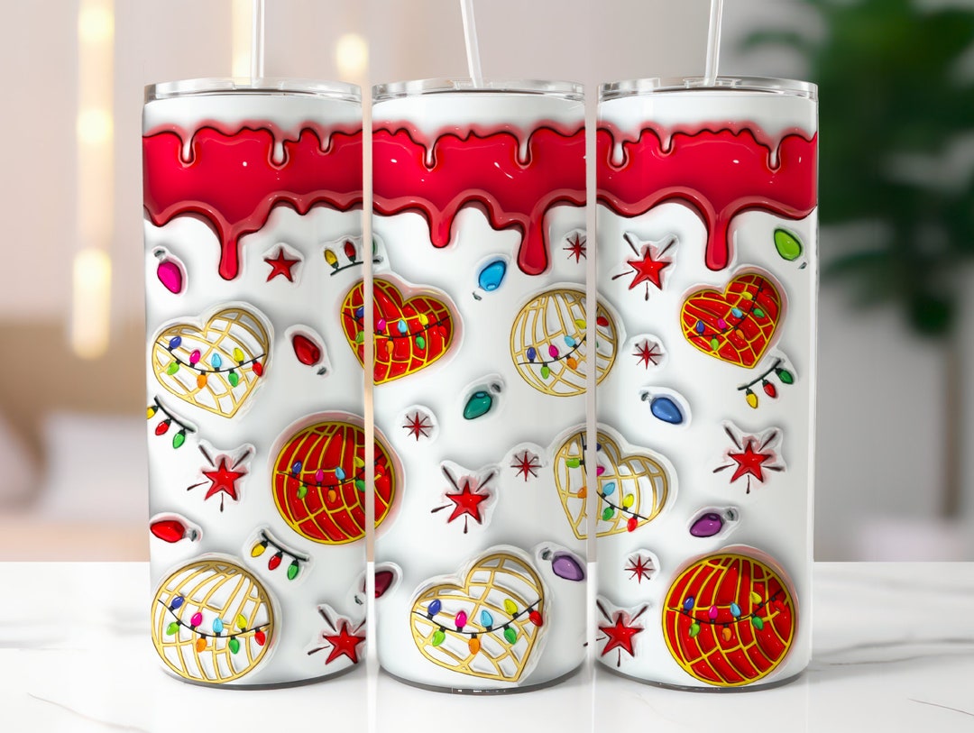 3D Christmas Conchas Cafecito Y Chisme Inflated Tumbler Wrap, Concha ...