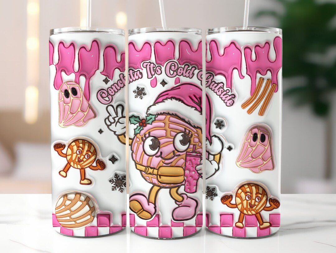 3D Christmas Conchas Cafecito Y Chisme Inflated Tumbler Wrap, Concha ...