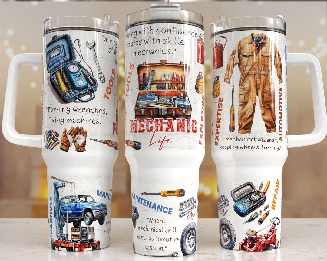 Mechanic Life 40oz Quencher Tumbler Wrap/ PNG Tumbler Design ...
