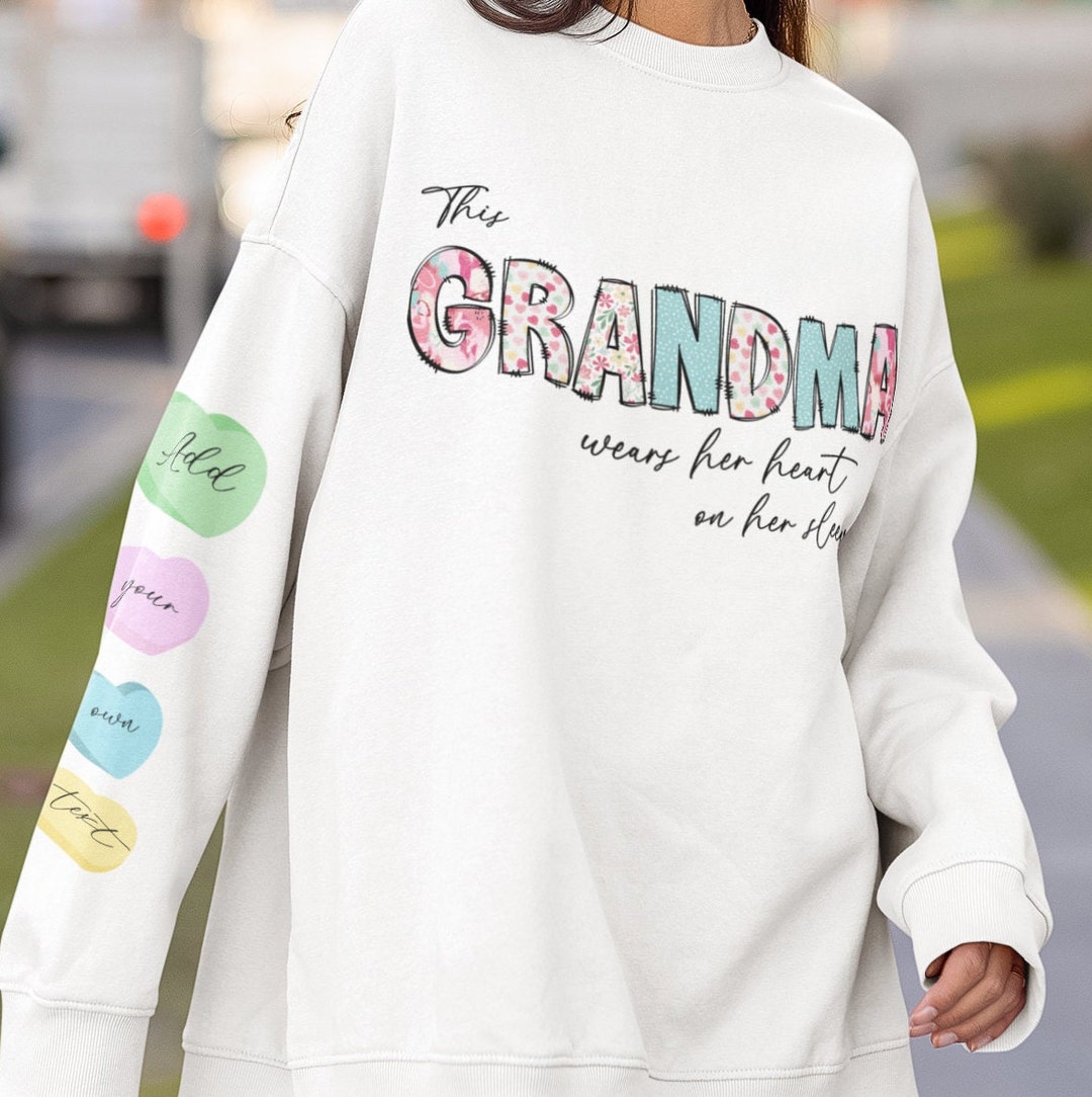 This GRANDMA Wears Her Heart on Her Sleeve, Valentines Png, Add Your ...