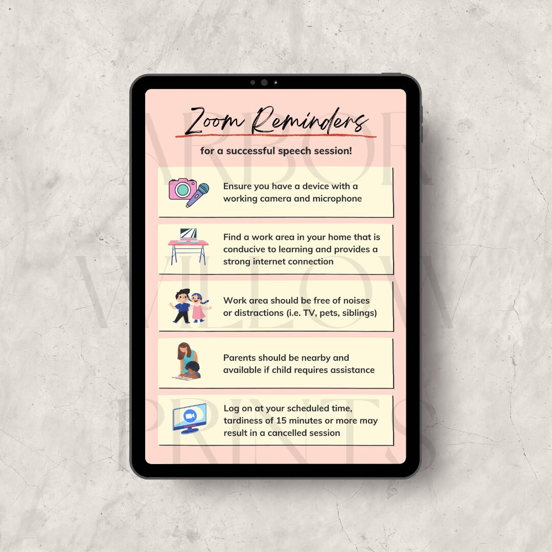 Zoom Reminders, Teletherapy Tips, Parent Handout, Speech Therapy ...