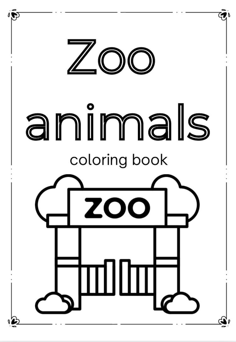 Zoo Animals Coloring Book - Etsy