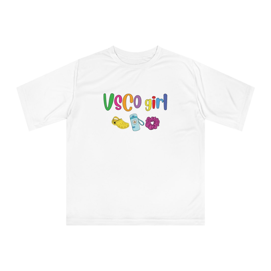 VSCO GIRL Shirt With Hydro Flask, Jibbitz Crocs, Silk Satin Scrunchie ...