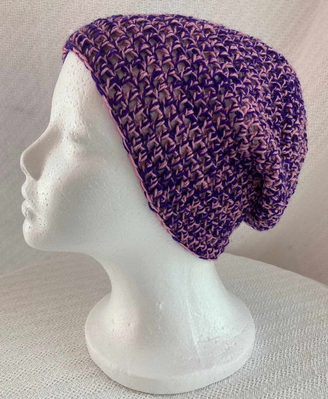 Pink and Purple Slouchy Winter Hat - Etsy