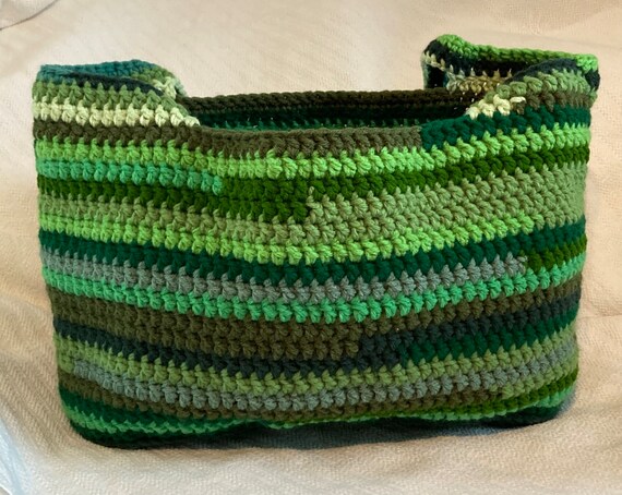 Green Remnant Tote Bag / Upcycled Yarn - Etsy