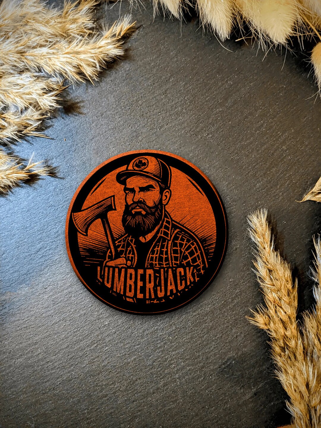 Lumberjack Genuine Leather Patch With Laser Engraving, Customizable ...