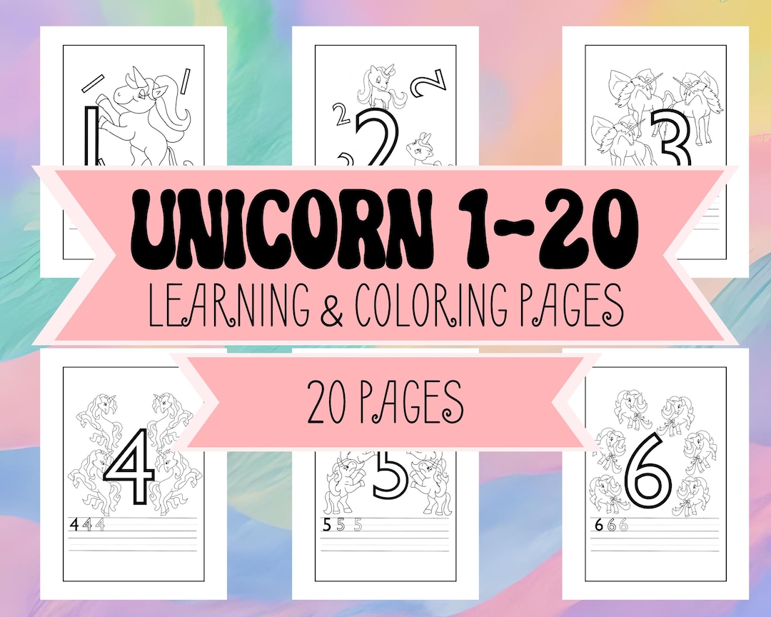 1-20 Unicorn Coloring & Learning Pages for Students, Homeschool, or ...