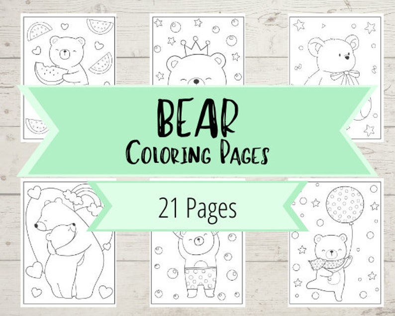 21 Bear Coloring Book Pages Teddy Bears Baby Bears Happy - Etsy